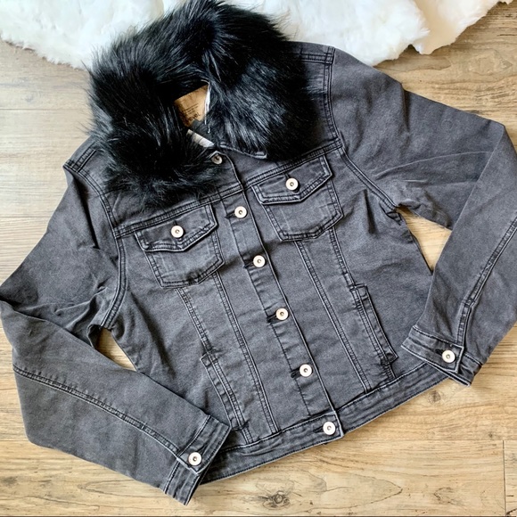 Jackets & Coats | Denim Jacket With Removable Black Fur Collar | Poshmark